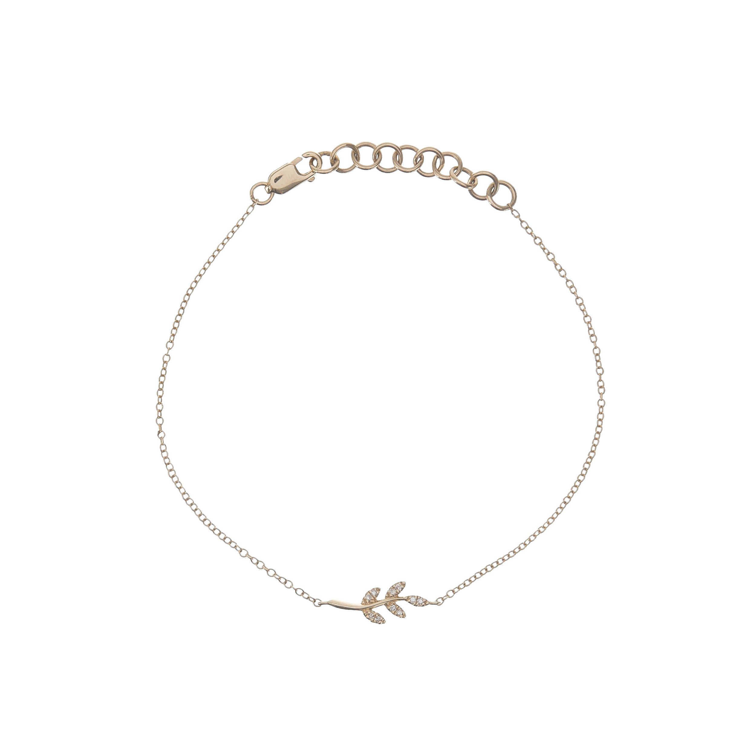 Pave Diamond Fern Leaf Bracelet