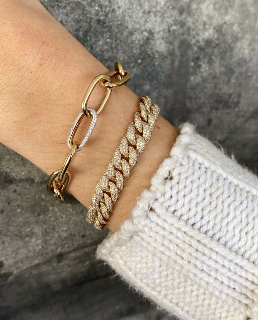Large Pave Diamond Chain Link Bracelet at Moondance Jewelry