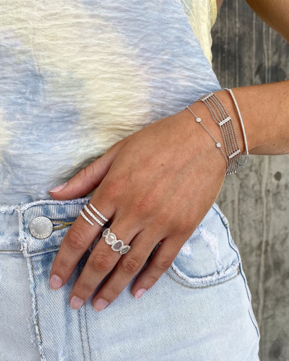 Pave Bar & Layered Chain Bracelet