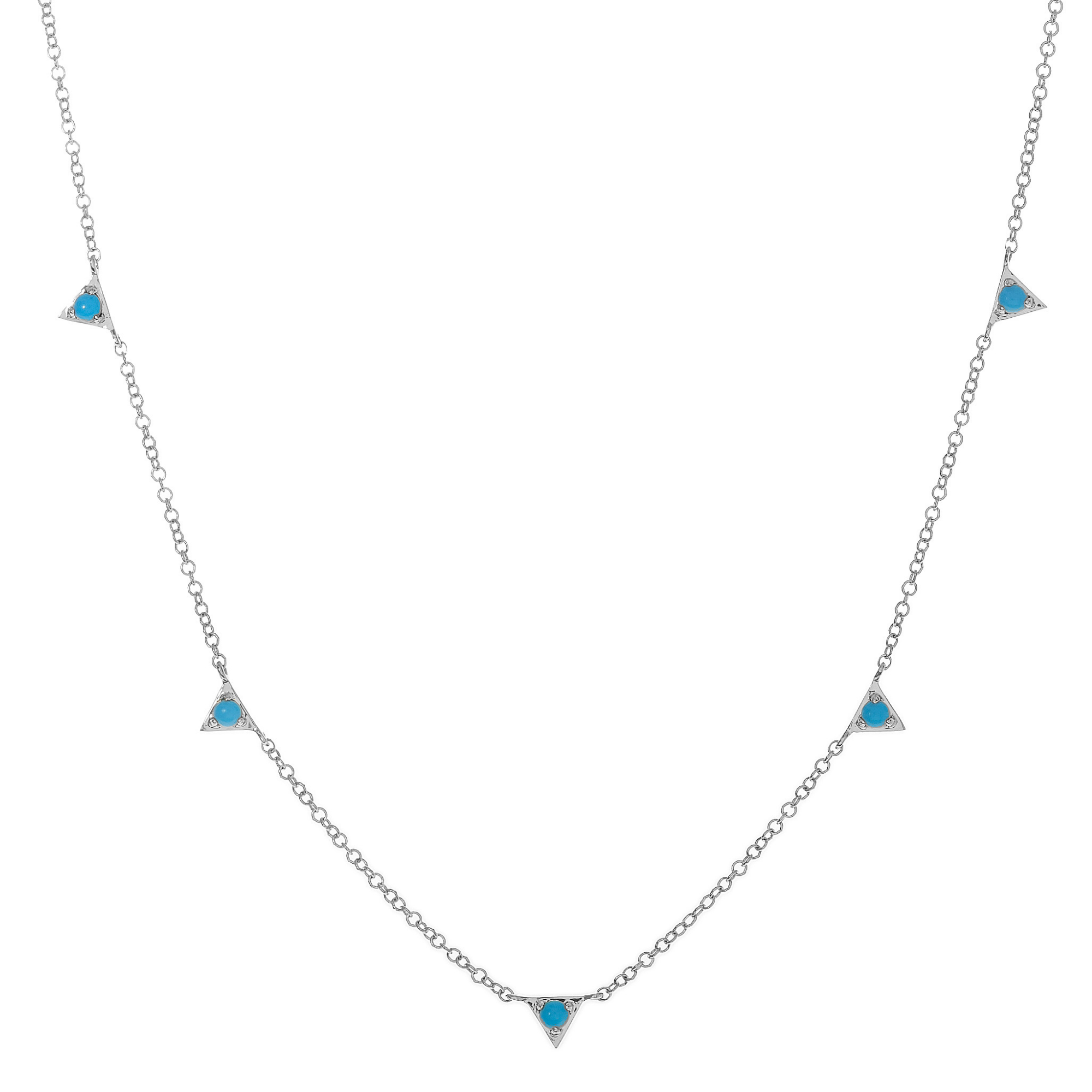 5 Inverted Turquoise Triangles Necklace