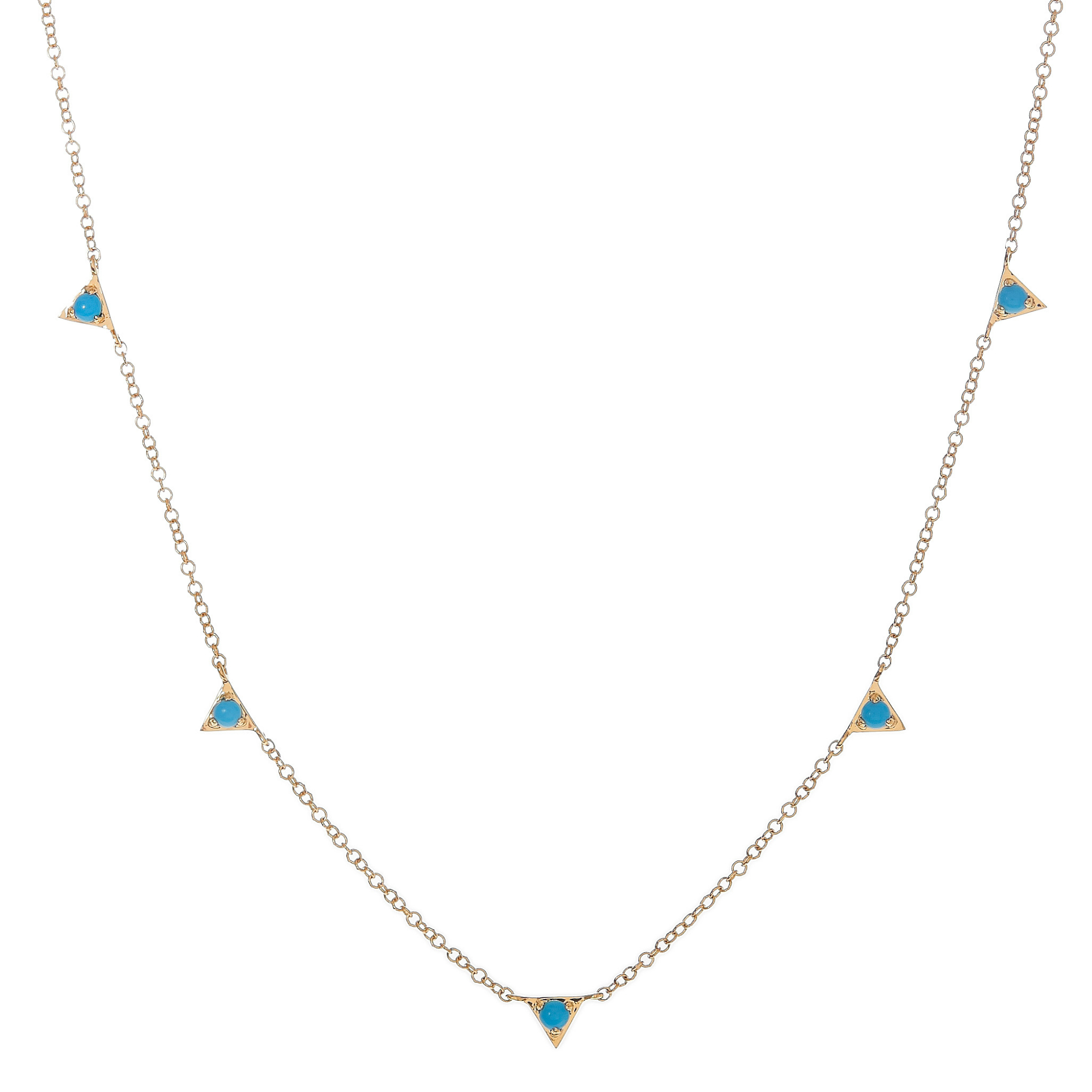 5 Inverted Turquoise Triangles Necklace