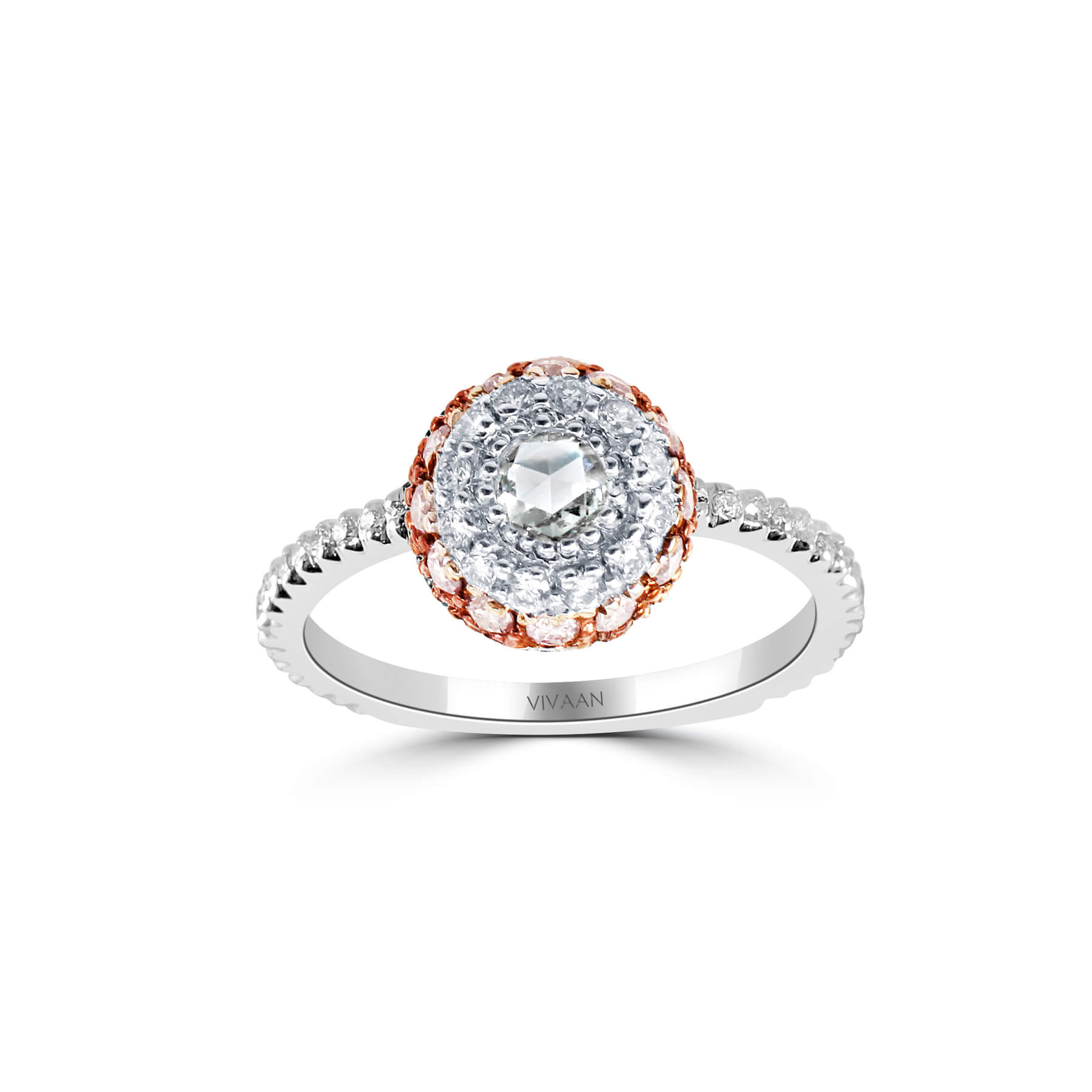 Pink and White Diamond Button Ring - Moondance Jewelry Gallery