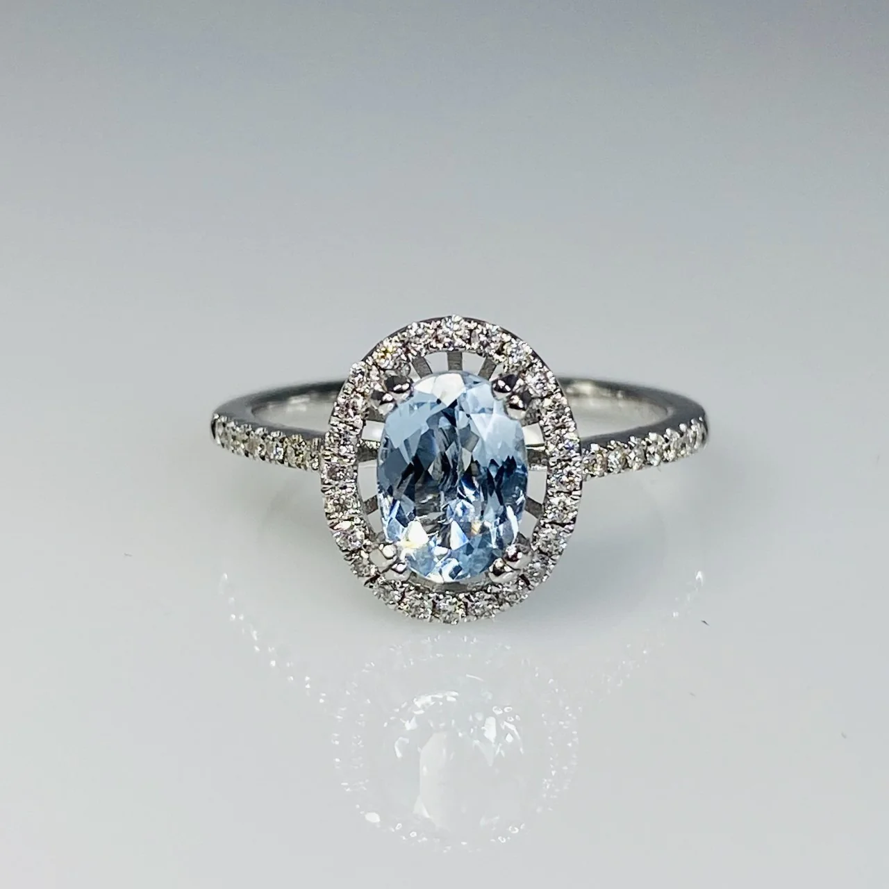 White Gold Santa Maria Aquamarine Diamond Ring - Moondance Jewelry Gallery